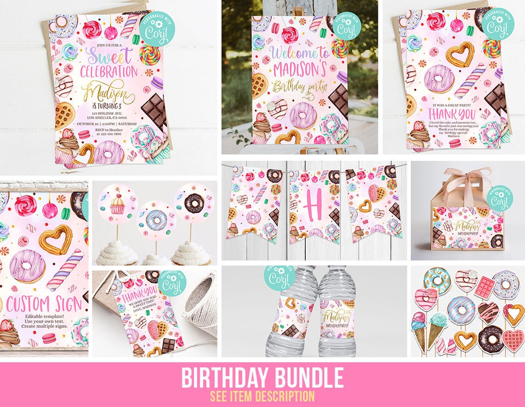 Sweet Birthday Party Decorations Bundle Girl Pink Candy Land - Etsy
