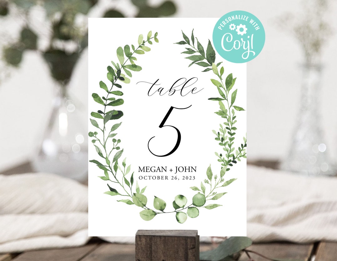 Wedding Table Numbers Template Printable Editable Digital Download or ...