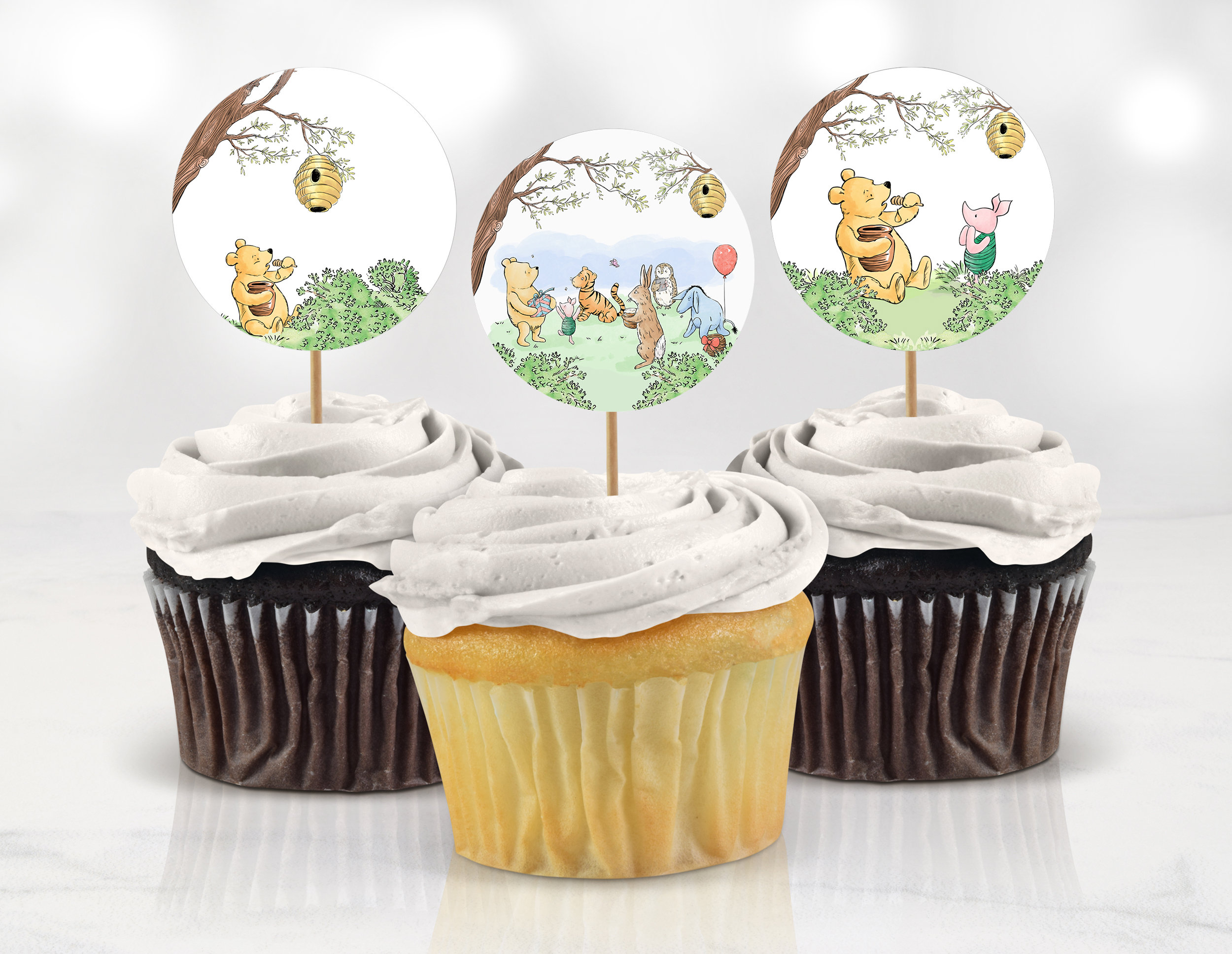 Baby Shower Cupcake Toppers Decoration Classic Winnie the Pooh Eeyore ...