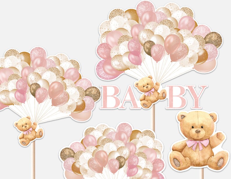Teddy Bear Balloon Centerpieces Baby Shower Girl We Can Bearly Wait ...