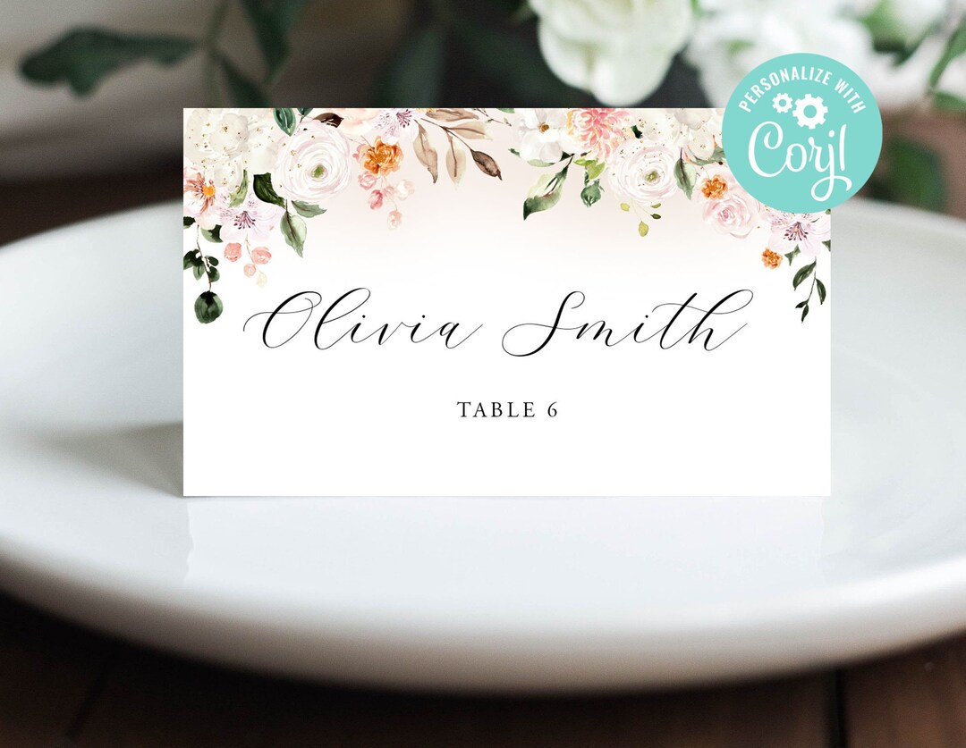 Wedding Place Card Table Seating Cards Name Digital Download or Printed ...