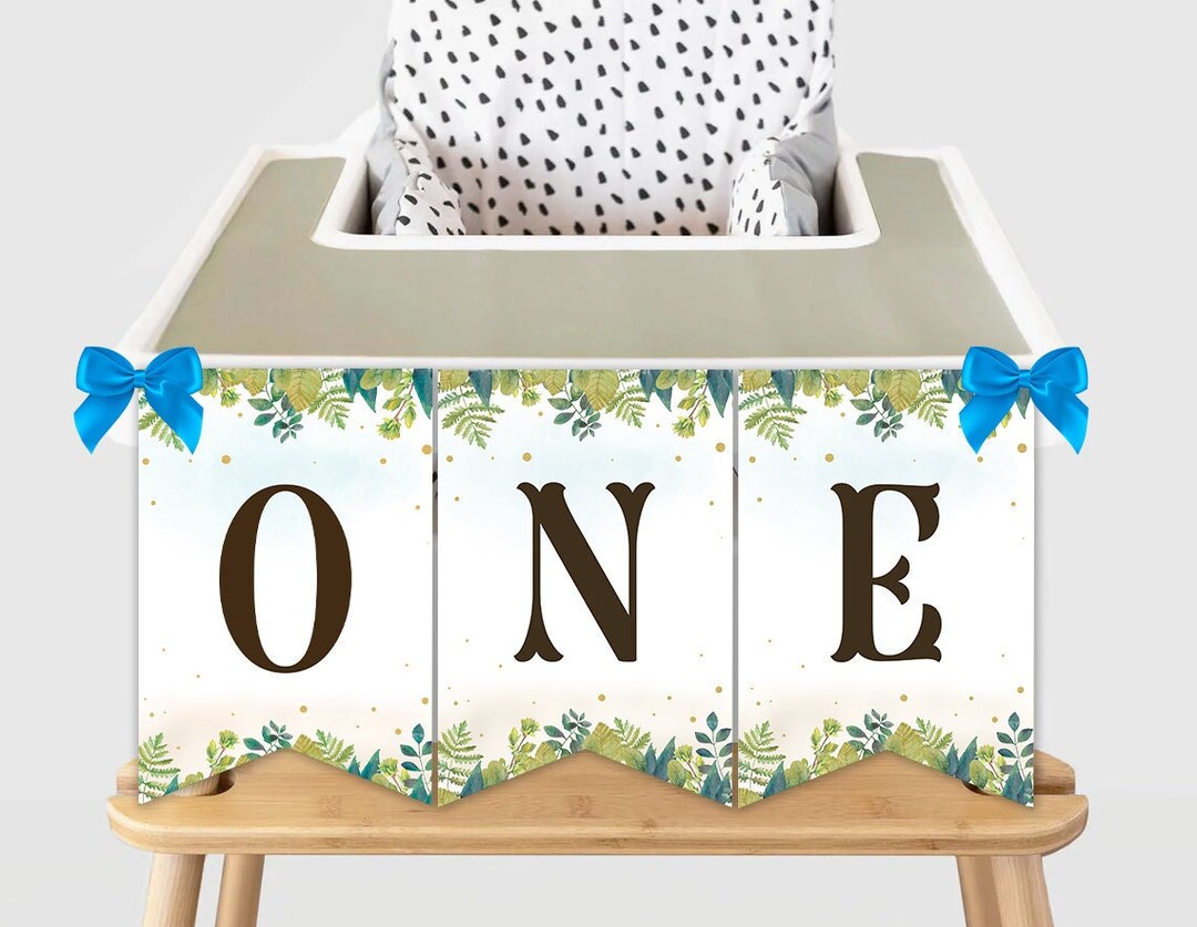 Printable High Chair ONE Birthday Banner Woodland Animals First ...