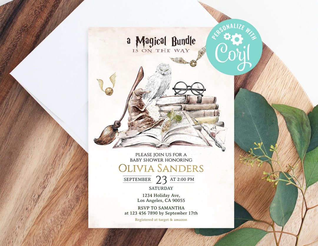 Wizard Baby Shower Invitation A Magical Bundle is on the Way Magic ...