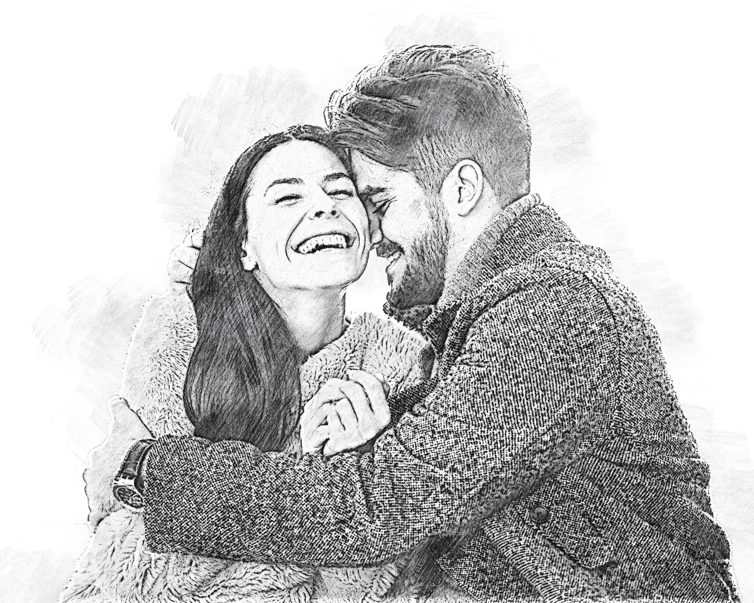 Custom Pencil Portrait From Photo Digital Print Personalized - Etsy