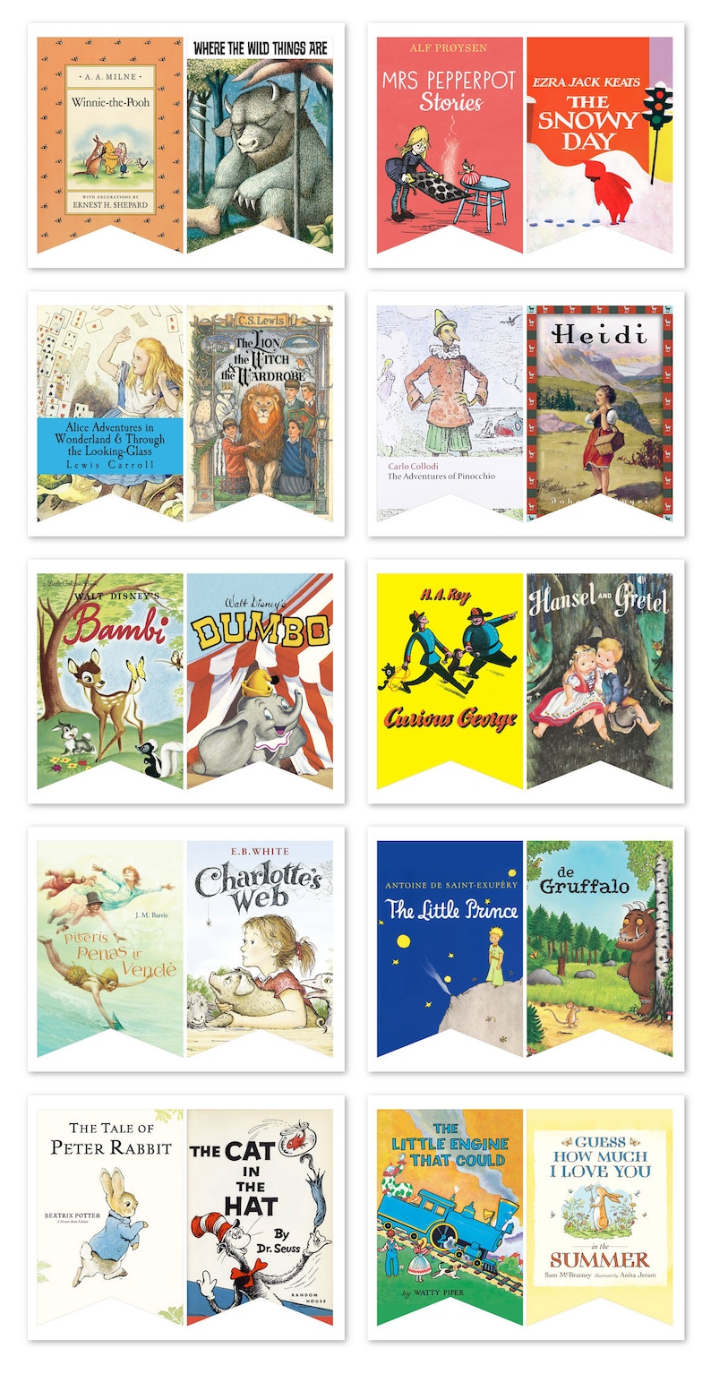 Storybook Baby Shower Banner Printable Bunting Decoration Digital ...
