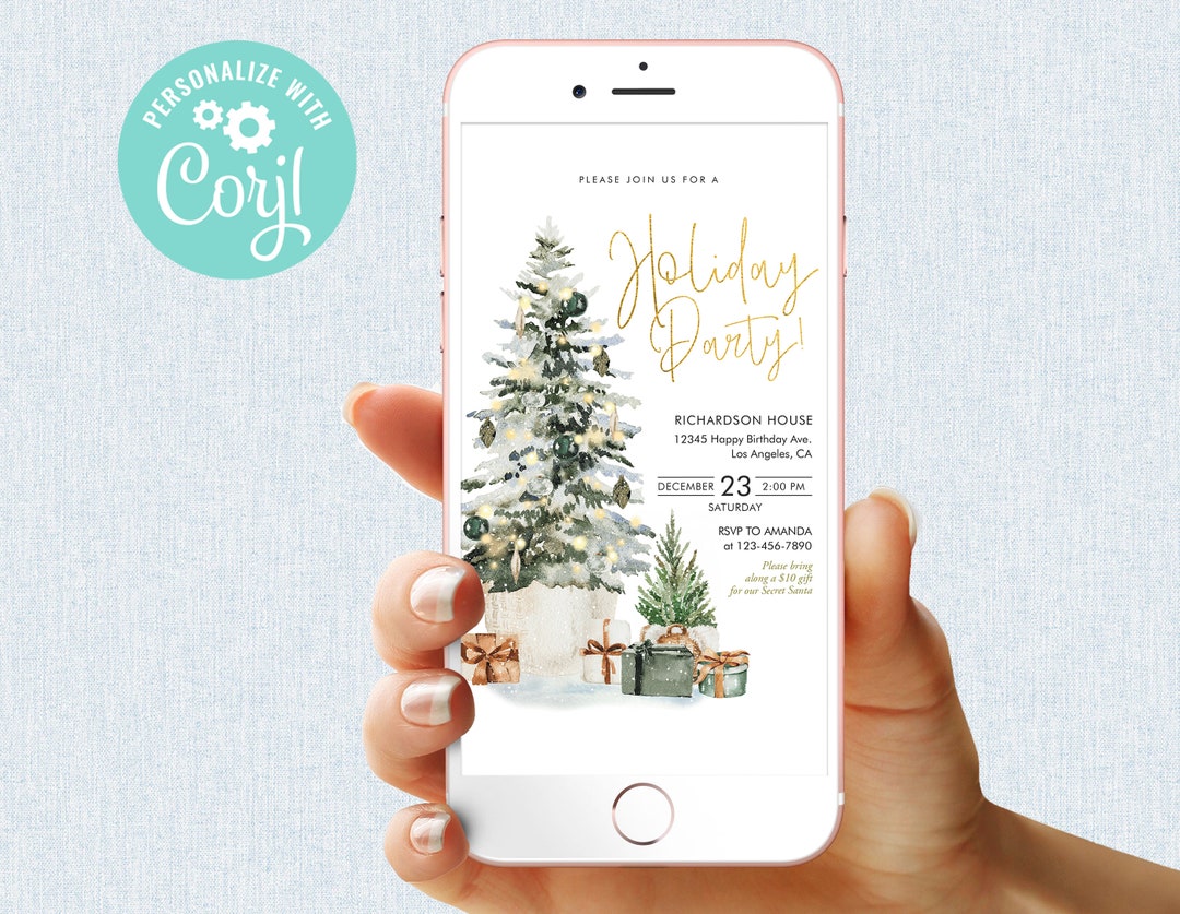 Holiday Party Invitation Digital Please Join Us Merry Christmas Tree ...