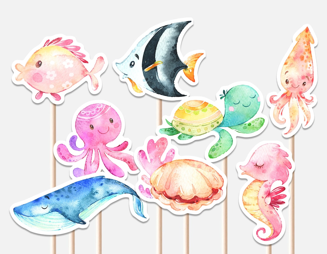 Under the Sea Centerpieces Ocean First Birthday Girl Ocean Life Animals ...