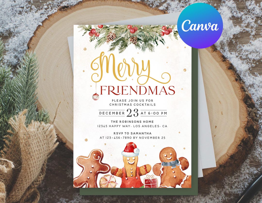 Merry Friendsmas Invitation Adult Christmas Holiday Cocktail Party ...