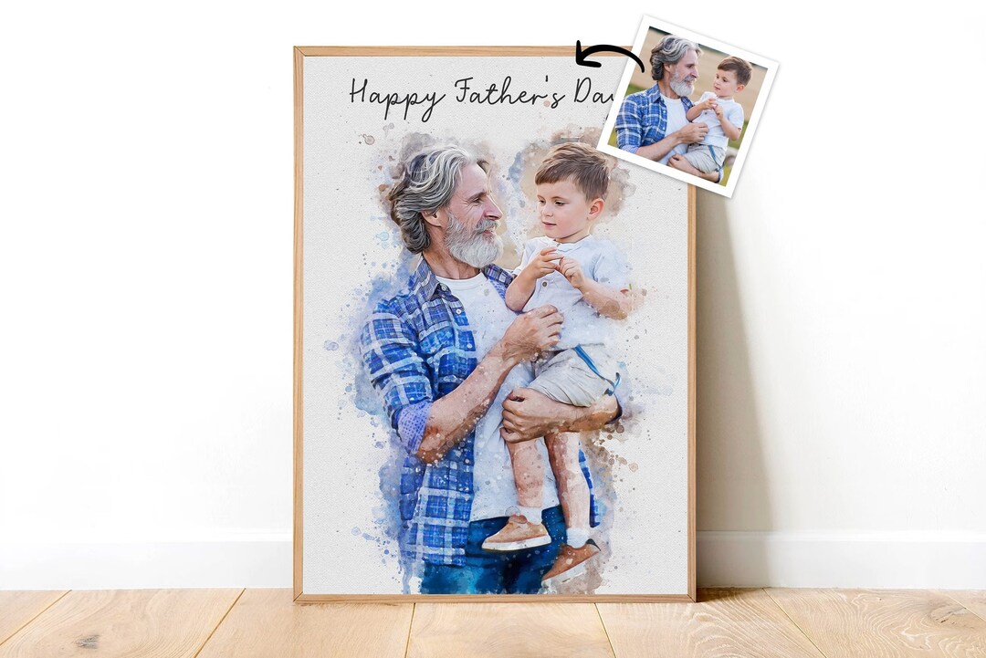 Fathers Day Gift Custom Dad and Son Portrait Personalized Gift for Dad ...