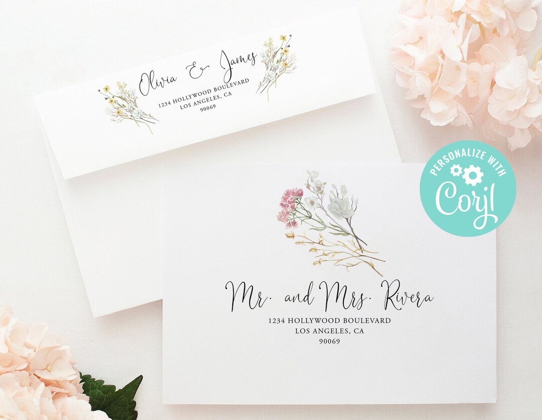 Envelope Address Weddings Editable Template Address Label Printable ...