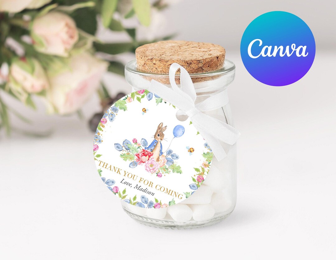 Peter Rabbit Baby Shower Favor Tag Printable A Little Bunny Floral ...