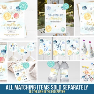 Outer Space Birthday Boy Centerpieces Astronaut Galaxy Rocket Gold Star ...