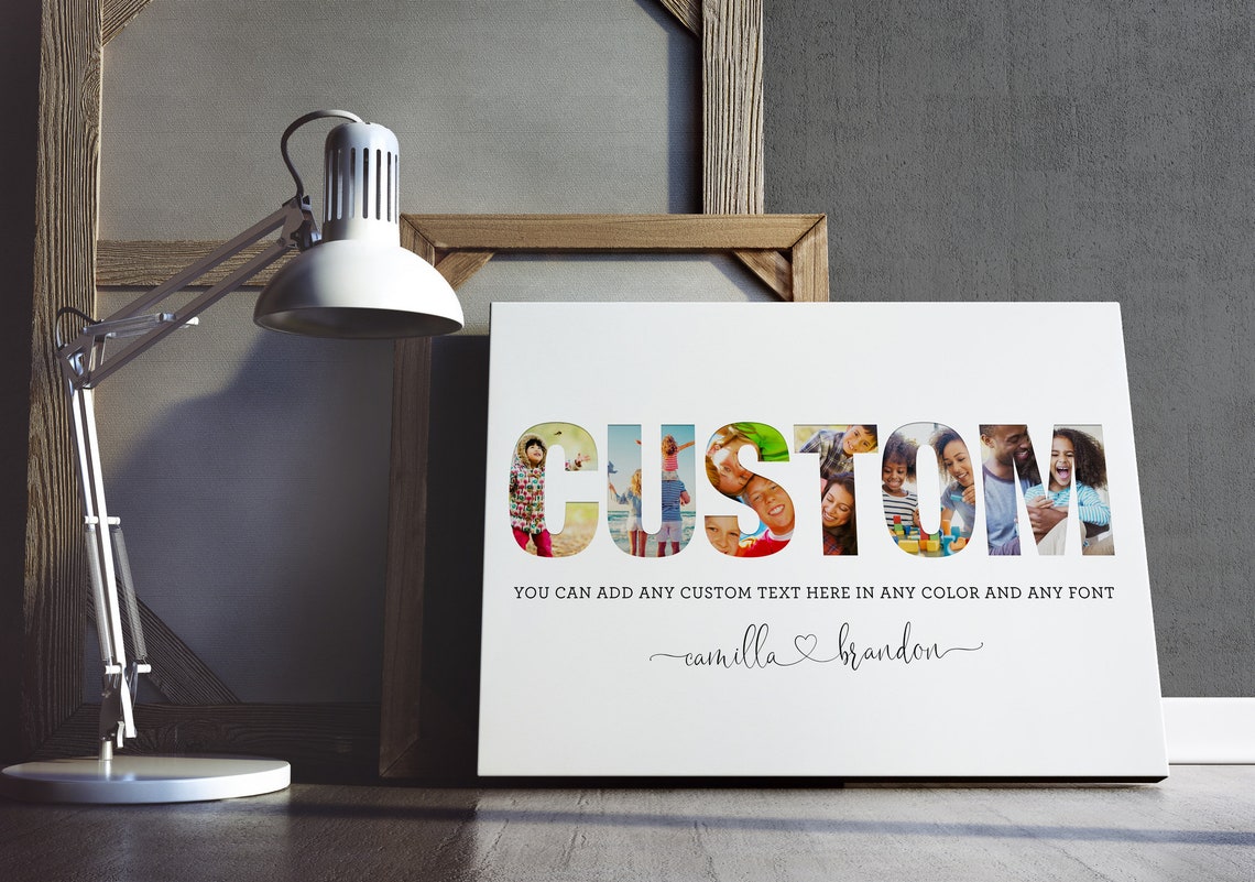 Custom Word Photo Collage Name Print Canvas Custom Text - Etsy
