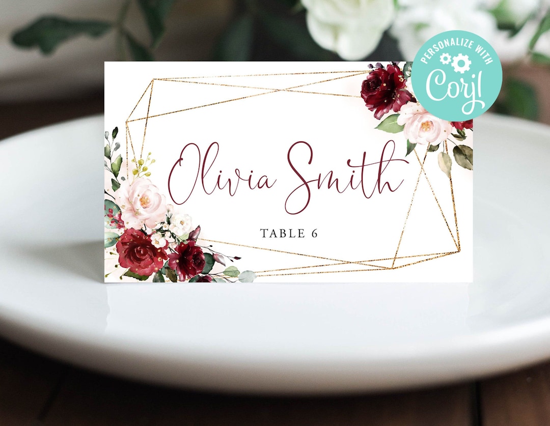 Wedding Place Card Table Seating Cards Name Digital Download or Printed ...