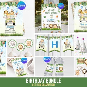 Safari First Birthday Party Decorations Bundle Wild Jungle Party ...