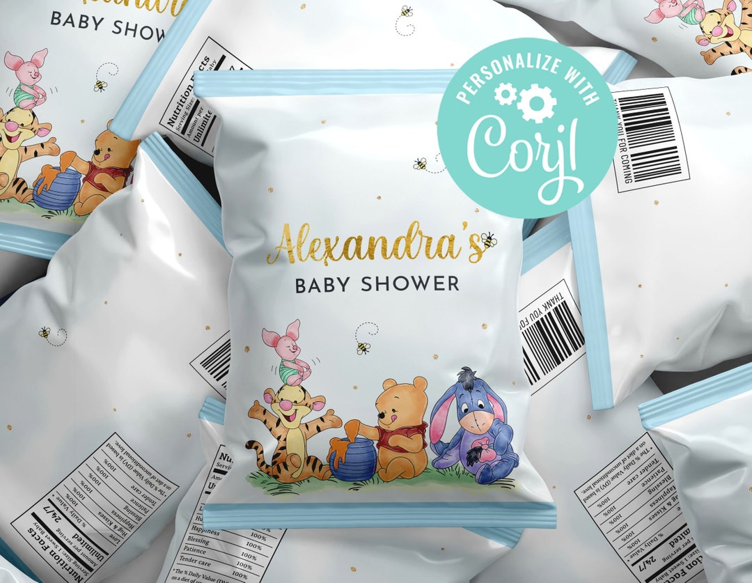 Baby Shower Chip Bags Winnie the Pooh Party Decoration Editable ...