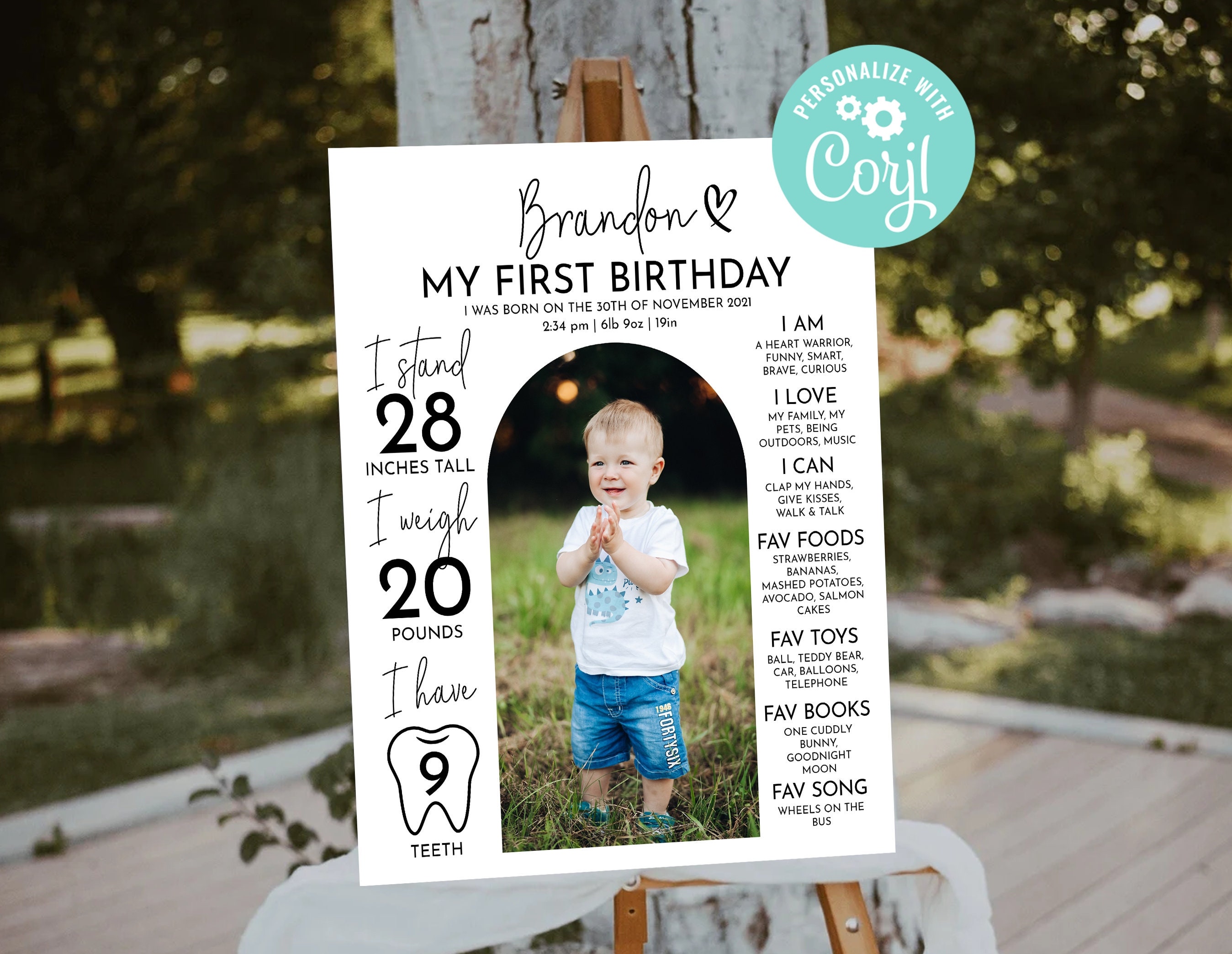 One Year Milestone Board Modern Minimalist Arch Template First Birthday ...