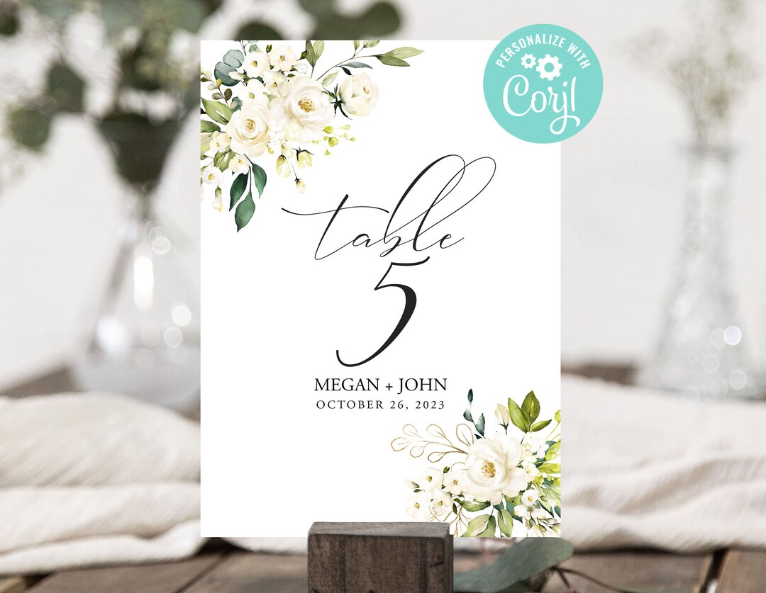 Wedding Table Numbers Template Printable Editable Digital Download or ...