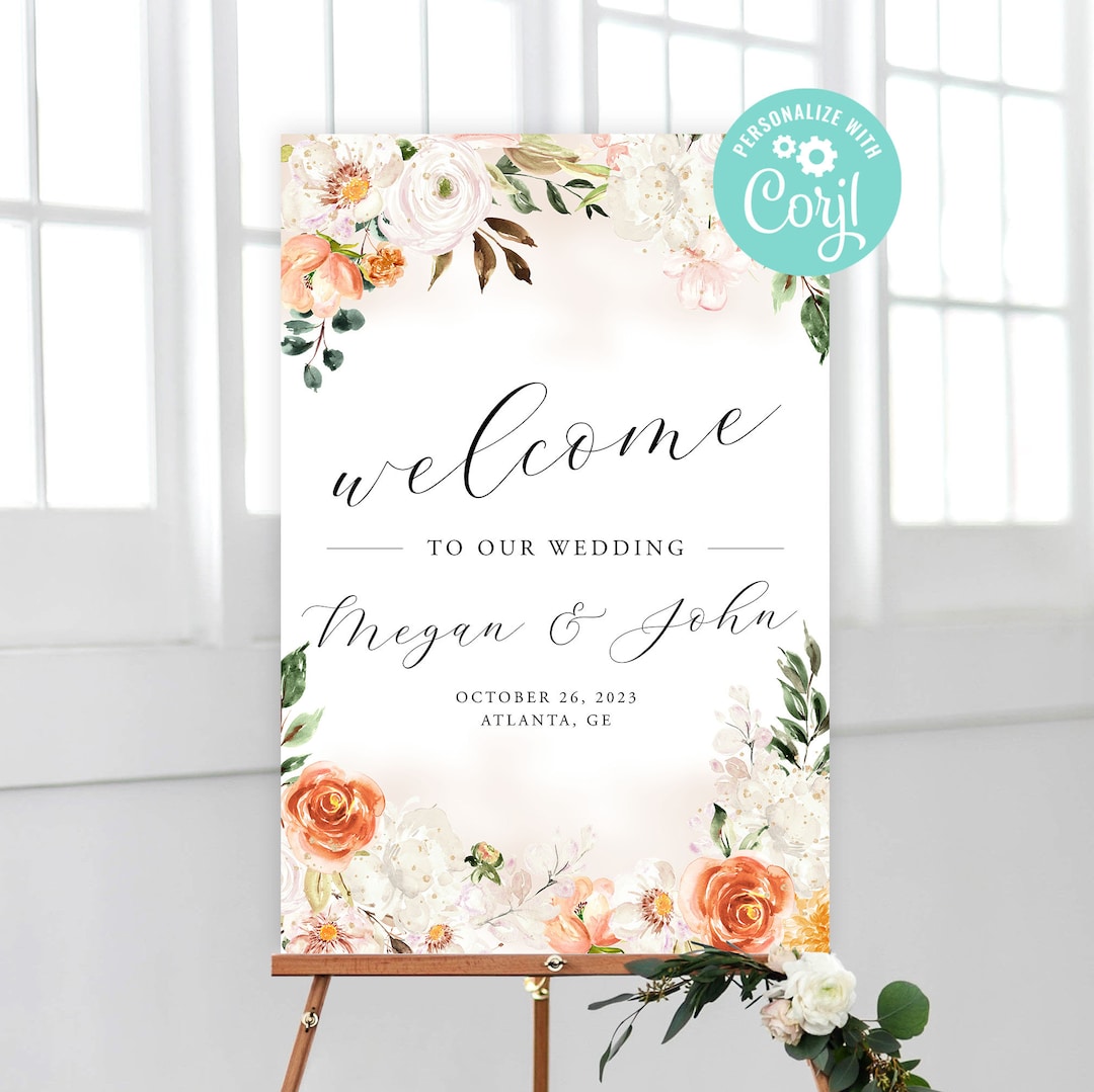 Bridal Shower Welcome Sign Wedding Editable Template Digital or Printed ...