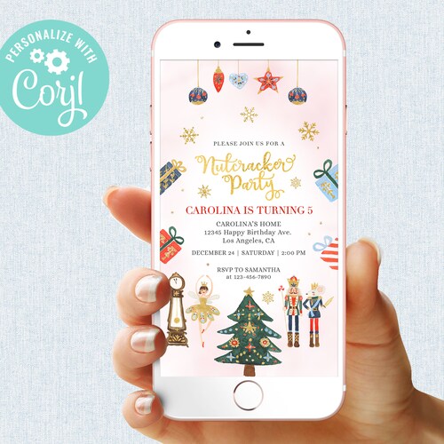 Nutcracker Ballet Birthday Party Invitation Happy Holidays - Etsy