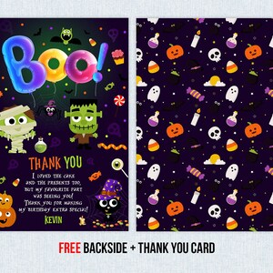 Halloween Boo Birthday Invitation Boy Instant Download Thank You Card ...