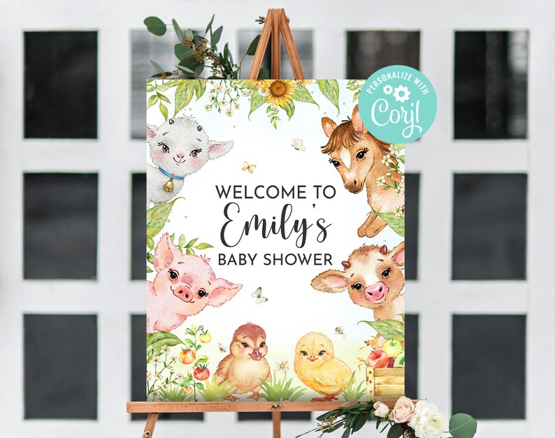 Farm Animals Baby Shower Bottle Labels Custom Template - Etsy