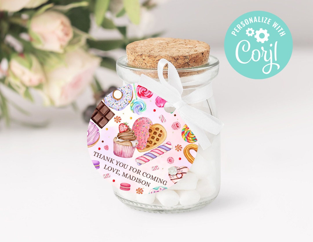 Sweet Birthday Favor Tag Pink Candy Land Sweets Celebration Lollipop ...