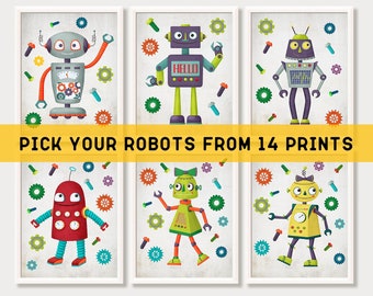 Robot Printable Art, Robots Digital Printables, Nursery Print ...