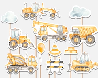 Printable Construction Cake Topper Construction Centerpieces - Etsy
