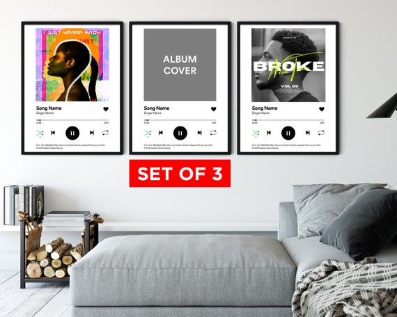 Custom Album Cover Set of 3 Poster Canvas Print Music App Wall - Etsy