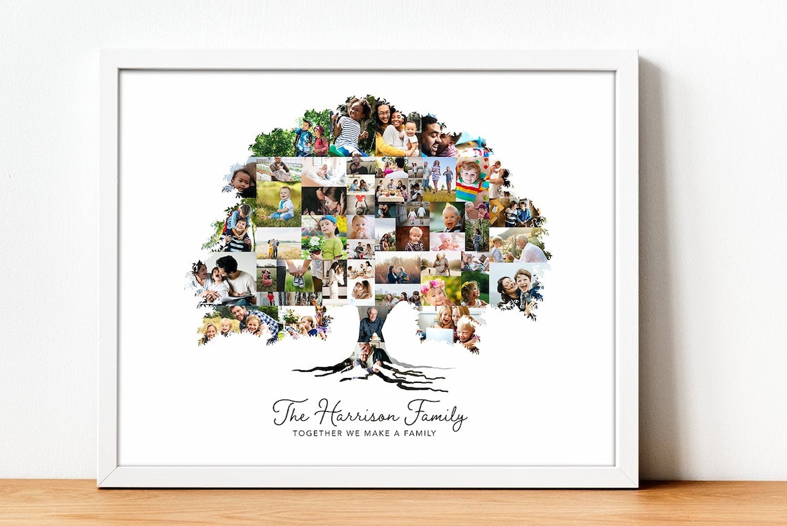 Family Tree Wall Art Collage Custom Photo Collage Canvas - Etsy