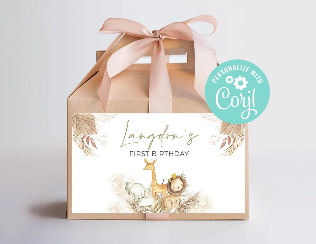 First Birthday Gable Box Labels Wild One Favor Box Sticker - Etsy