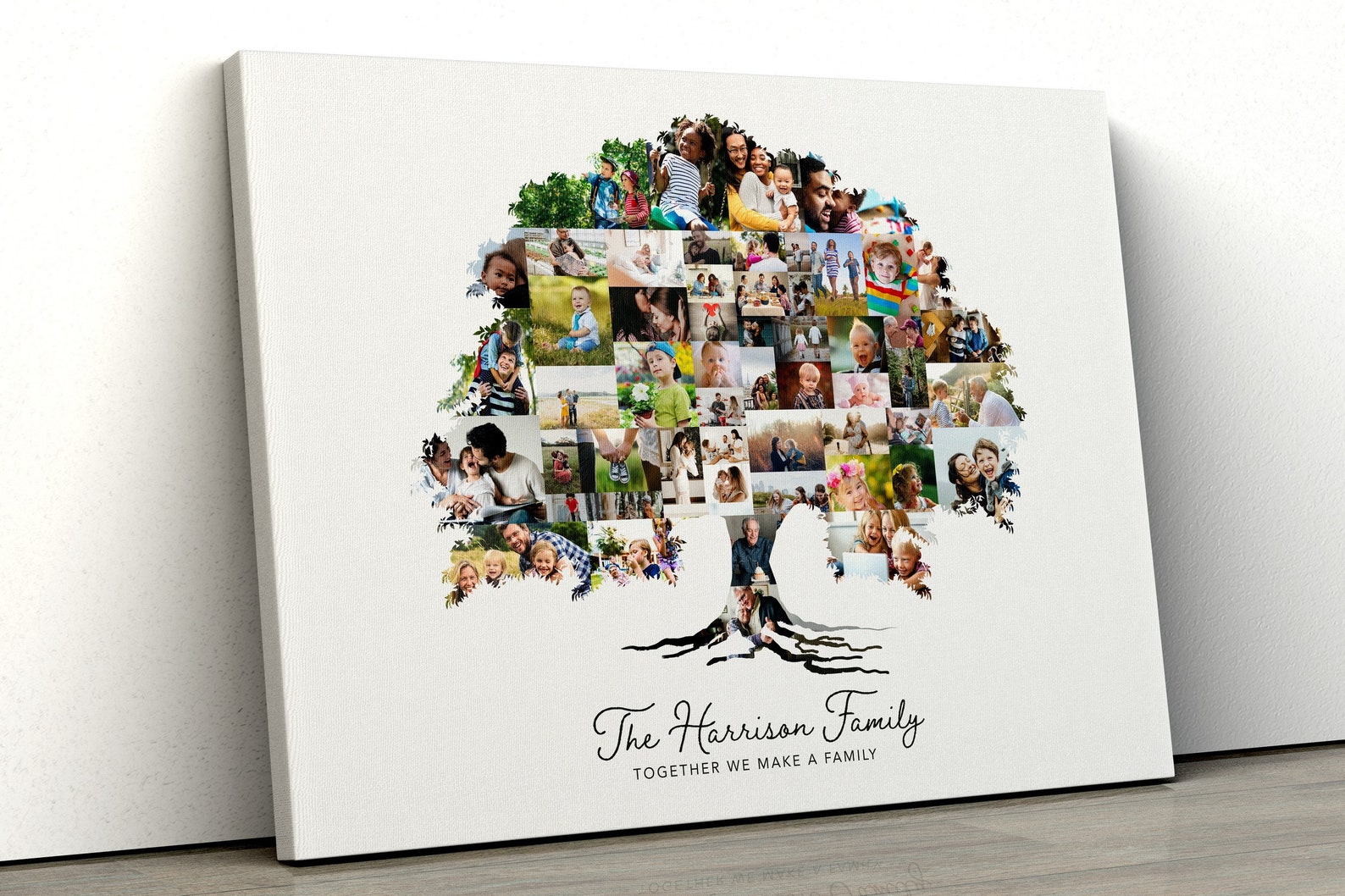 Family Tree Wall Art Collage Custom Photo Collage Canvas Christmas Gift ...