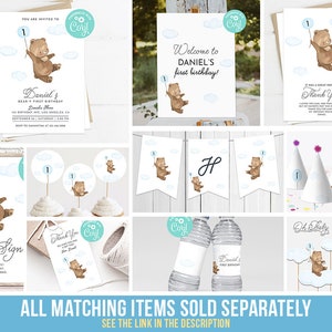 Teddy Bear First Birthday Photo Booth Decor Cute Beary 1st Birthday Boy ...