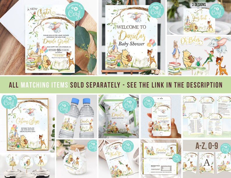 Storybook Baby Shower Bottle Labels Custom Template Editable A - Etsy