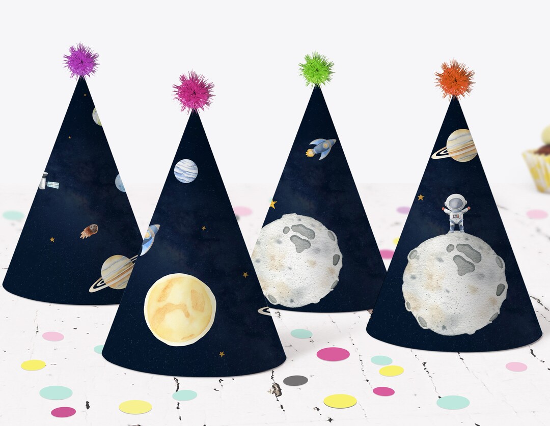 Outer Space First Birthday Party Hat Decoration Boy First Trip Around ...