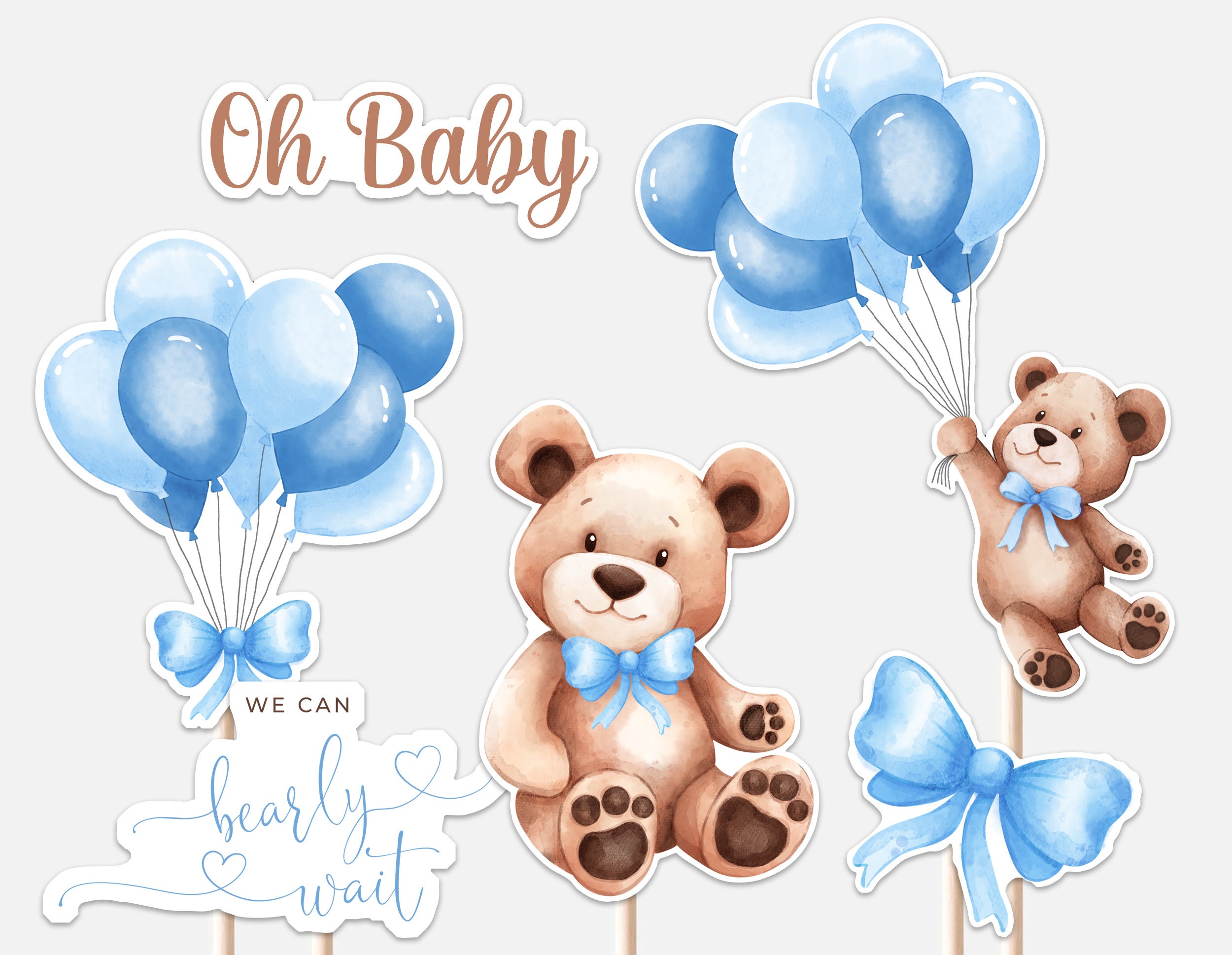 Teddy Bear Balloon Centerpieces Baby Shower Boy We Can Bearly Wait Baby ...