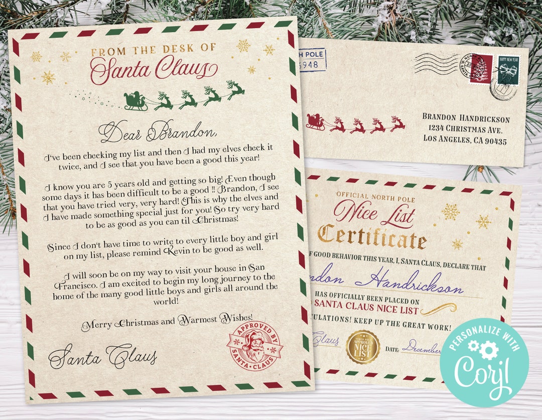 Santa Letter Kit From the Desk of Santa for Brother and Sister, Nice ...