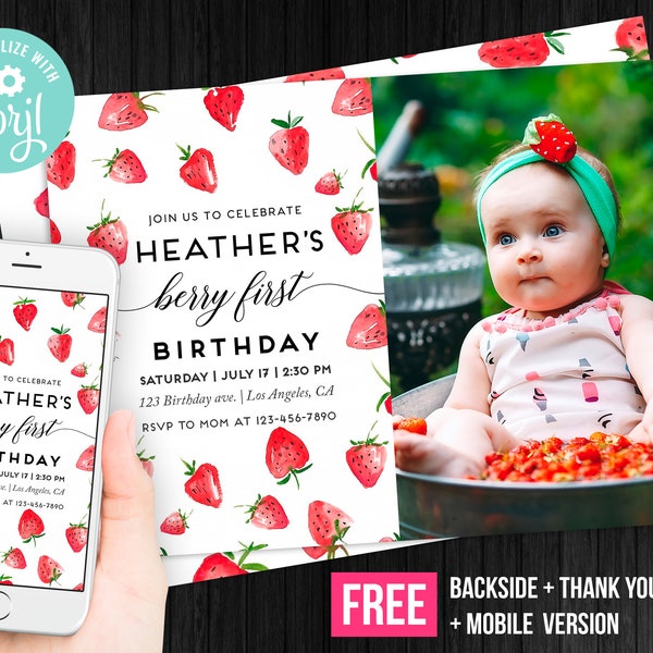 Berry First Birthday Invitation - Etsy