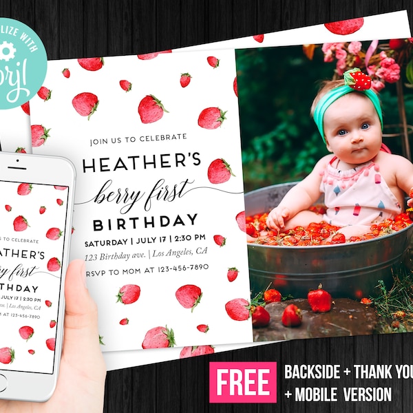 Berry First Birthday Invitation - Etsy