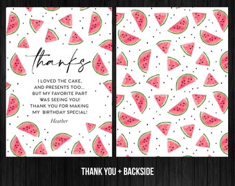 Watermelon Summer Theme Birthday Party Digital Thank You Card - Etsy