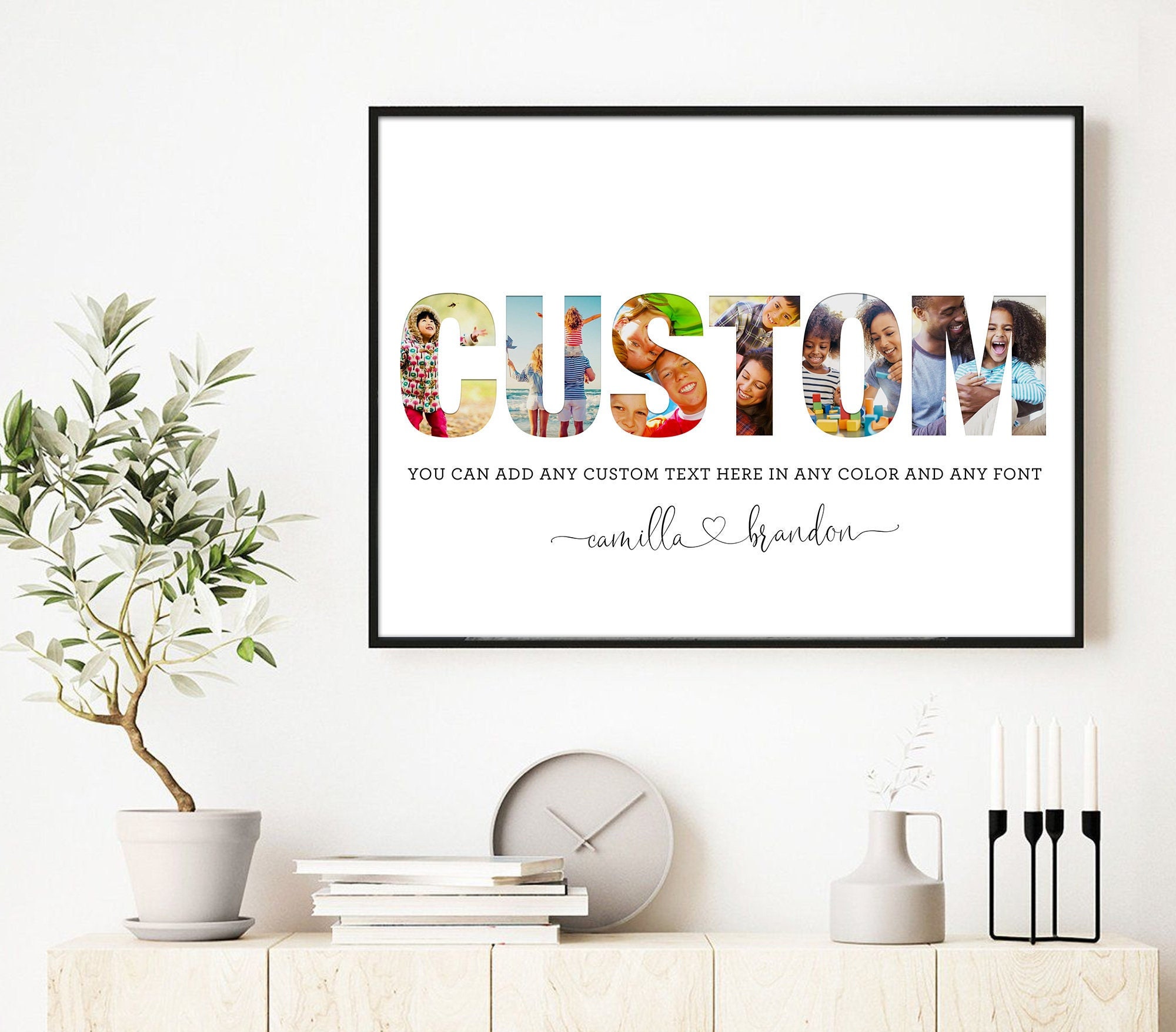 Custom Word Photo Collage Name Print Canvas Custom Text - Etsy