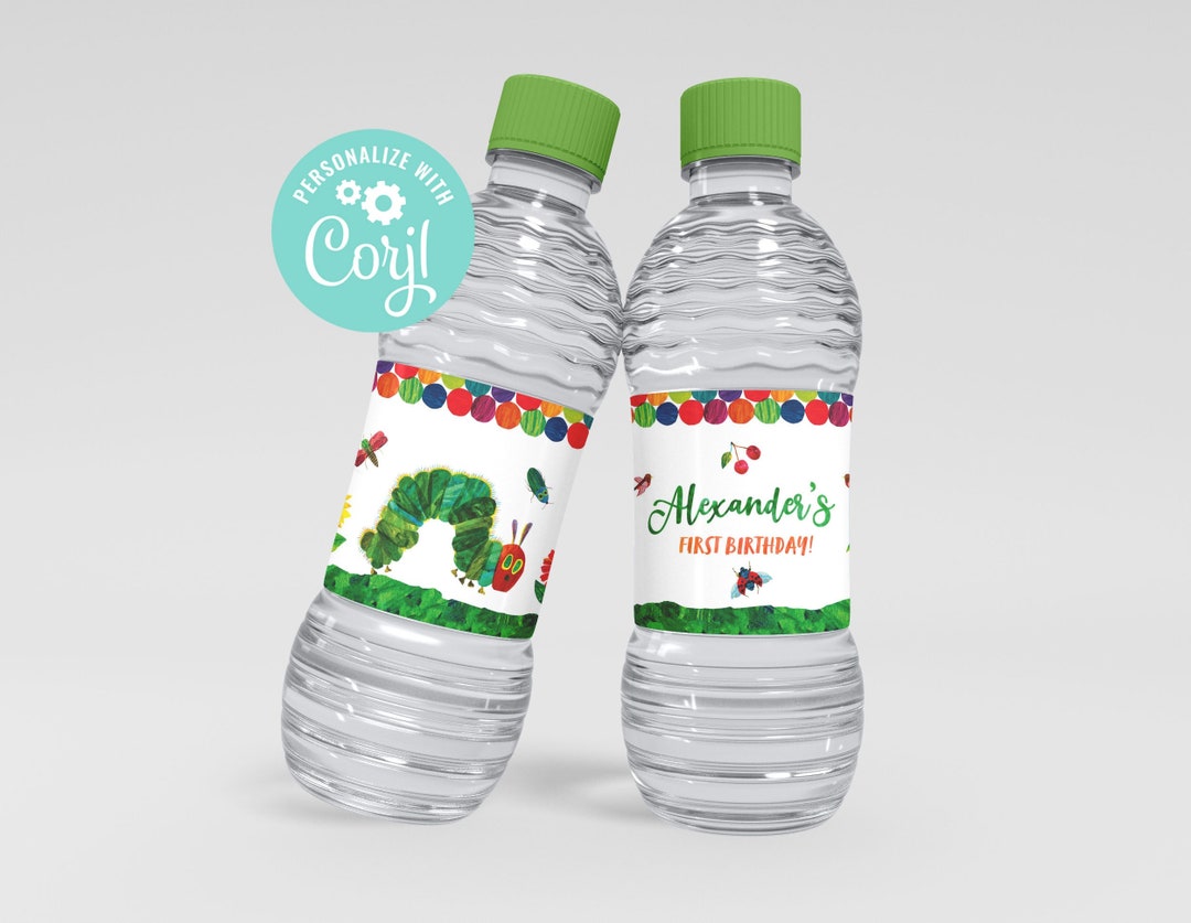 Very Hungry Caterpillar First Birthday Bottle Labels Birthday Party ...