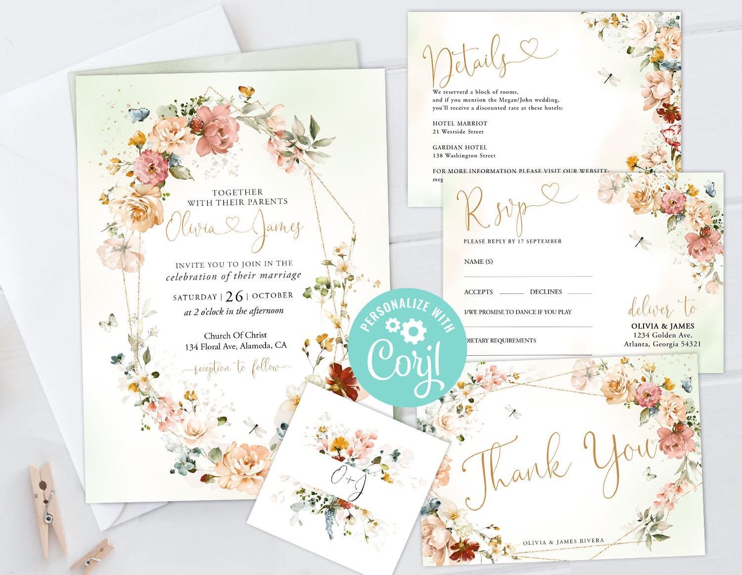 Wedding Bundle Template Set Invitation Suite RSVP Menu Program Elegant ...