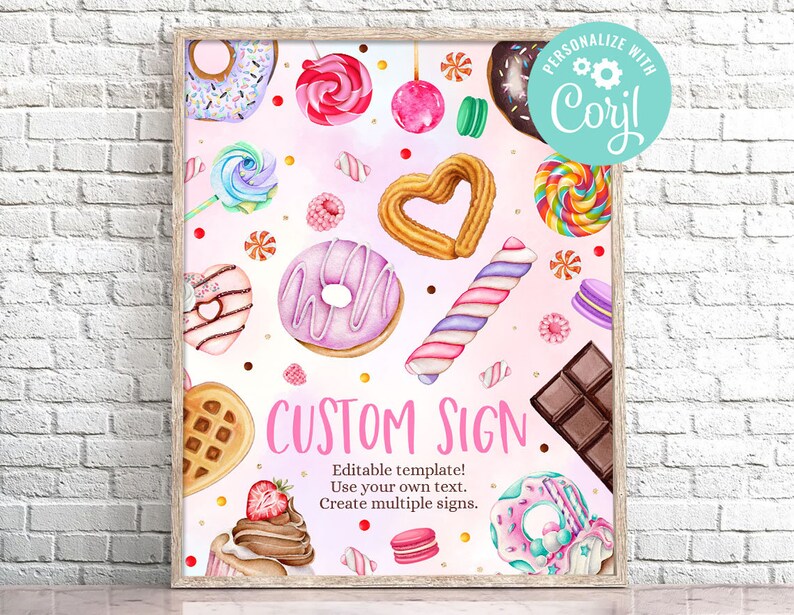 Sweet Birthday Custom Sign Pink Candy Land Sweets Celebration - Etsy