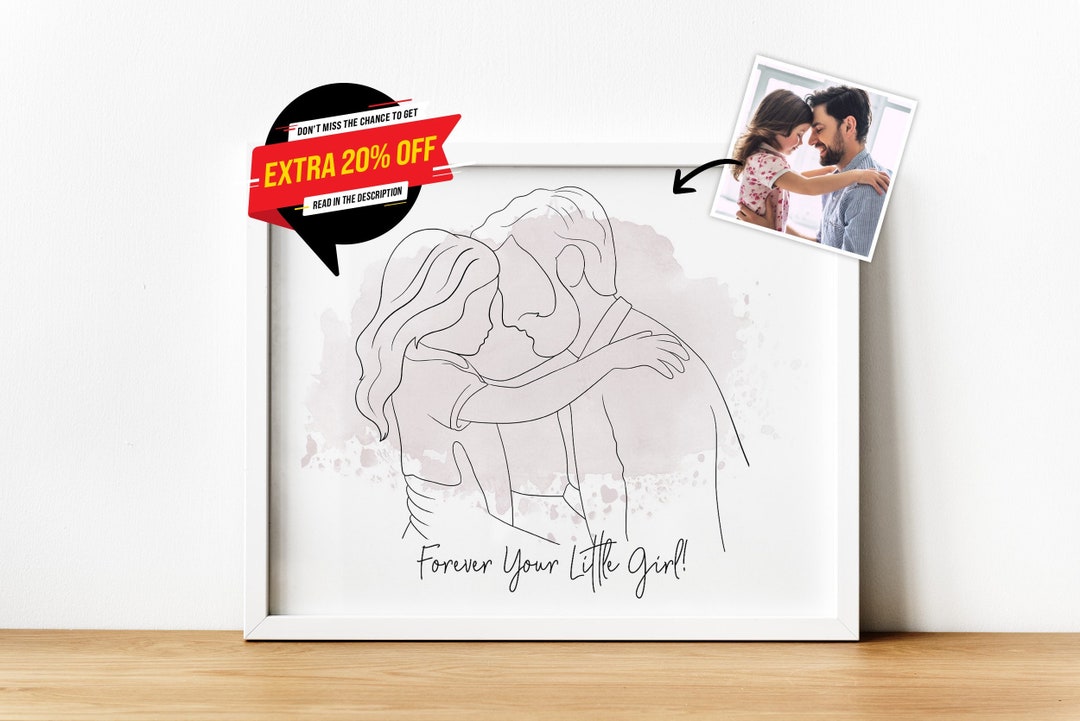 Daddy and Me Line Drawing From Photo Custom Family Art Christmas Gifts ...