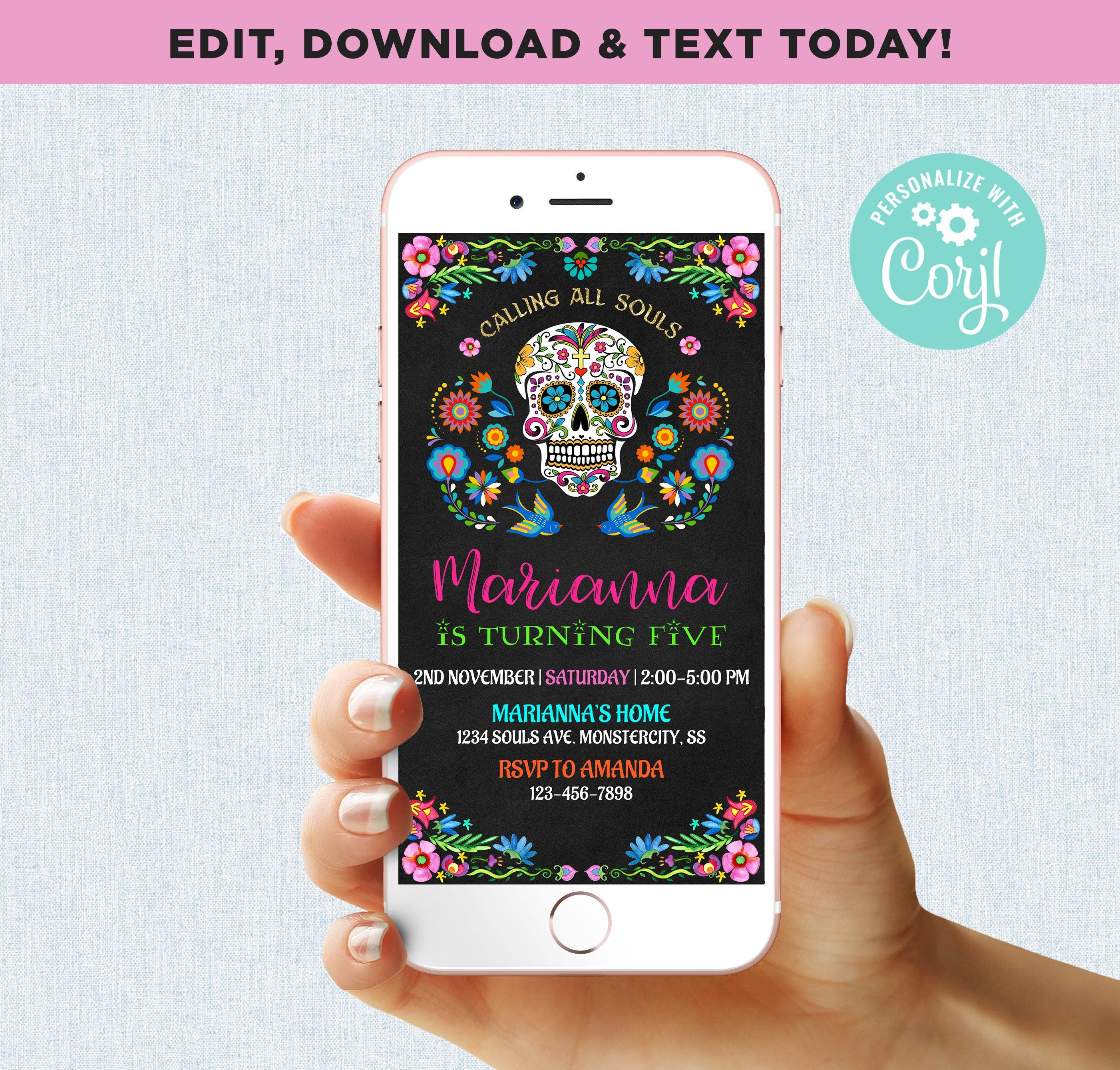 Skull Birthday Invitation Template - Etsy