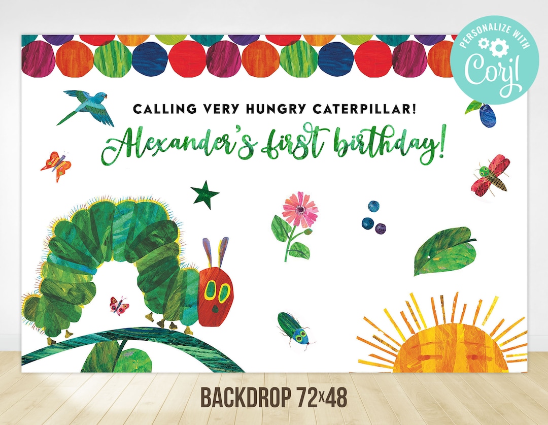 Very Hungry Caterpillar First Birthday Backdrop Birthday Party ...