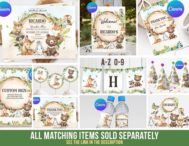 Woodland Animals First Birthday Photo Booth Decor Calling All Party ...