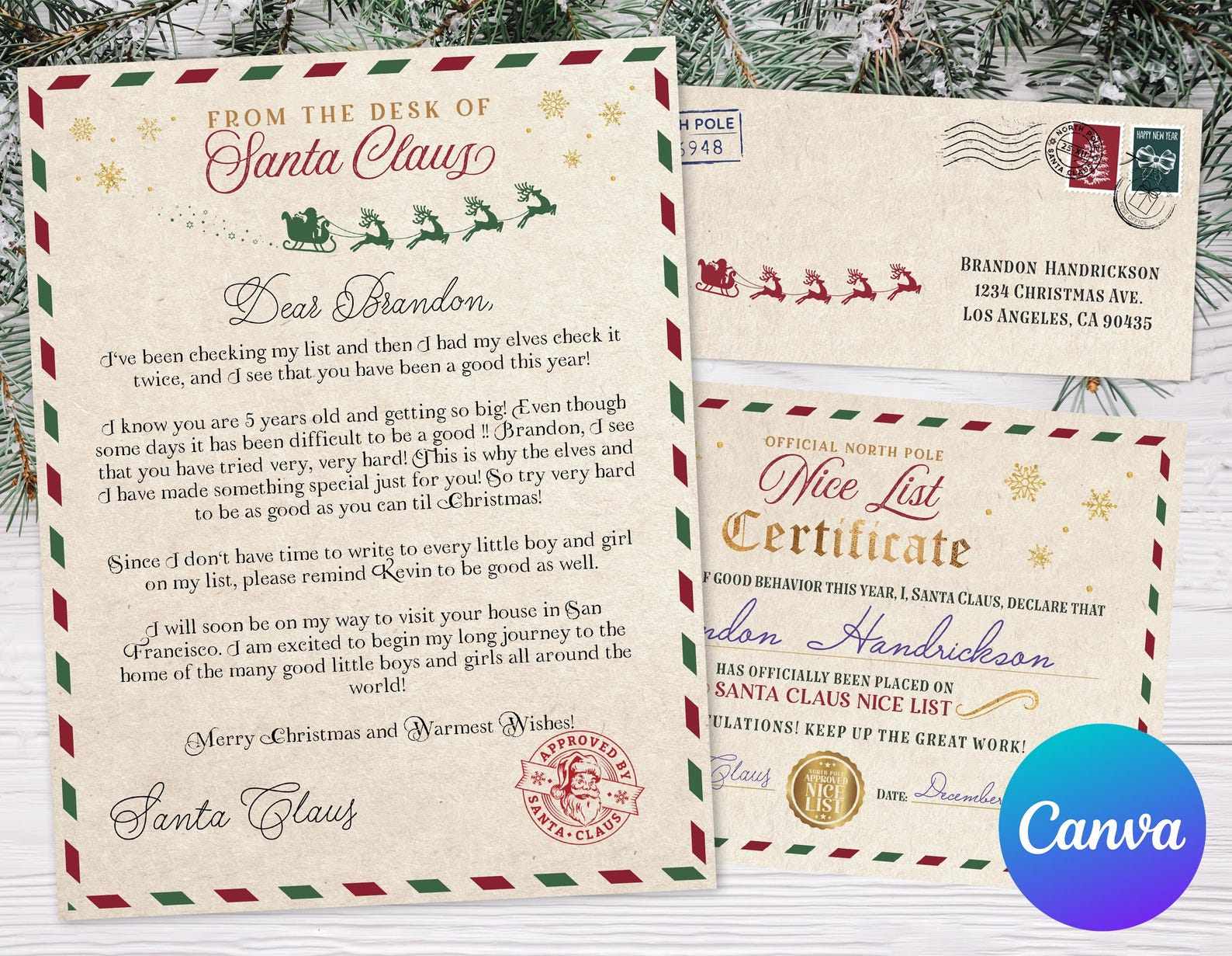 Santa Letter Kit From the Desk of Santa for Brother and Sister, Nice ...
